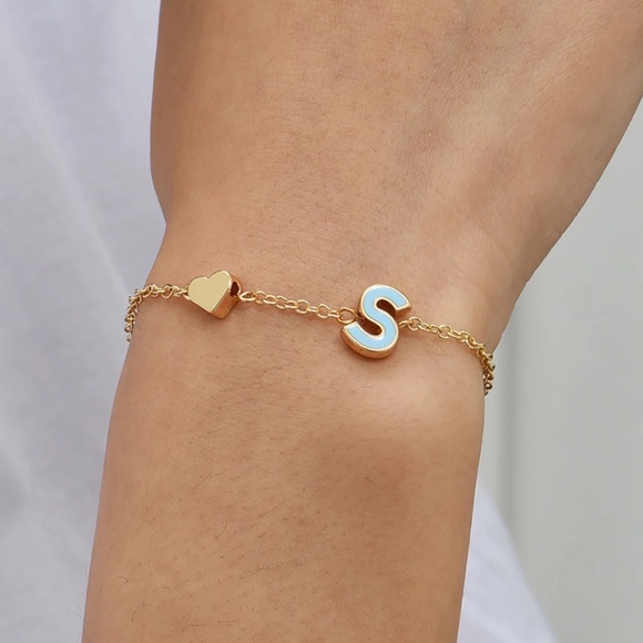 Jewelry | New 18k Gold Plated Letter Heart Charm Initial Letter ...